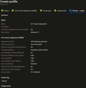 Microsoft Intune Deployment Profil erstellen - TASTE-OF-IT